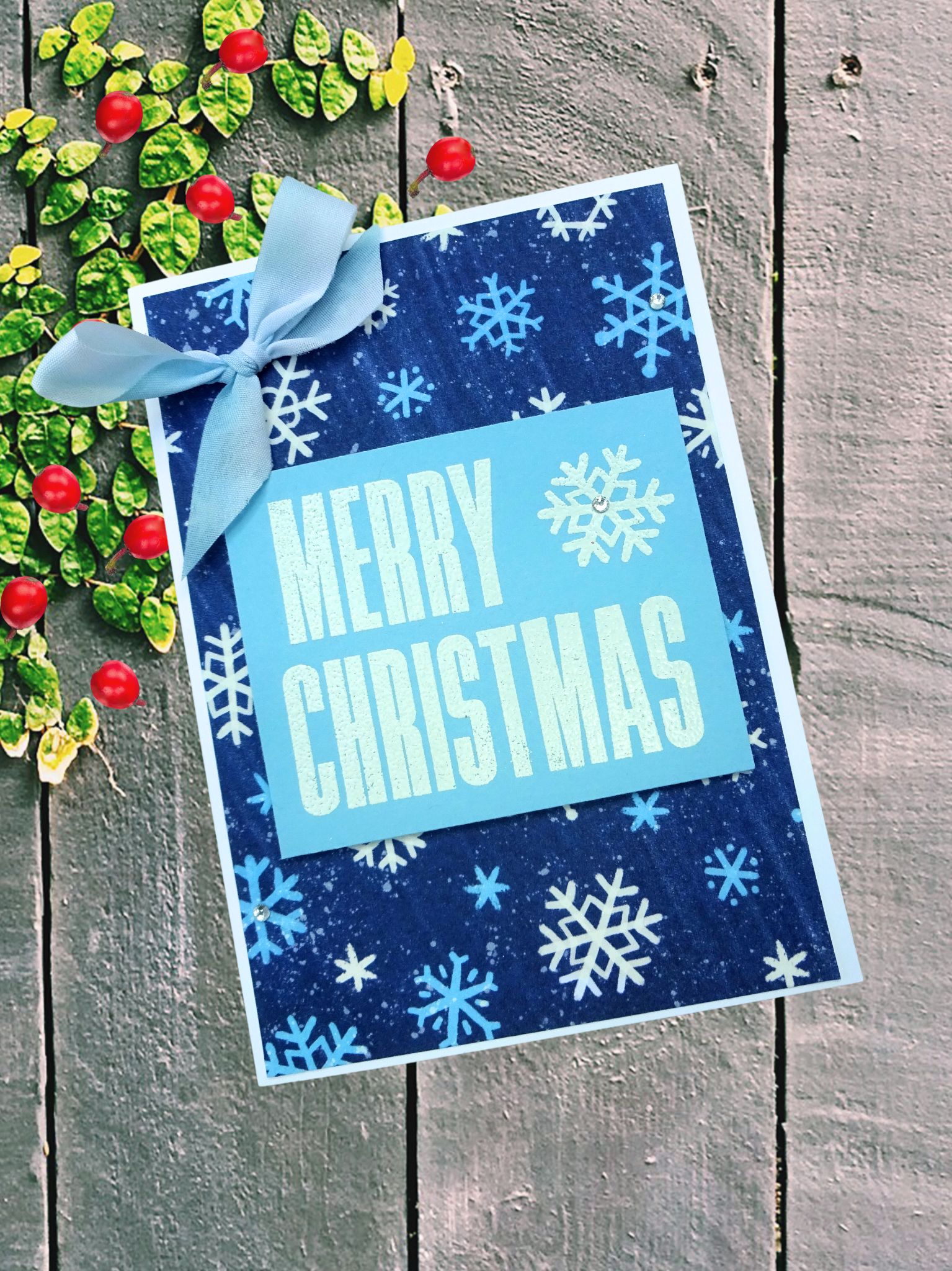 White Heat Embossing on Coloured Card - Simple Christmas Card ...
